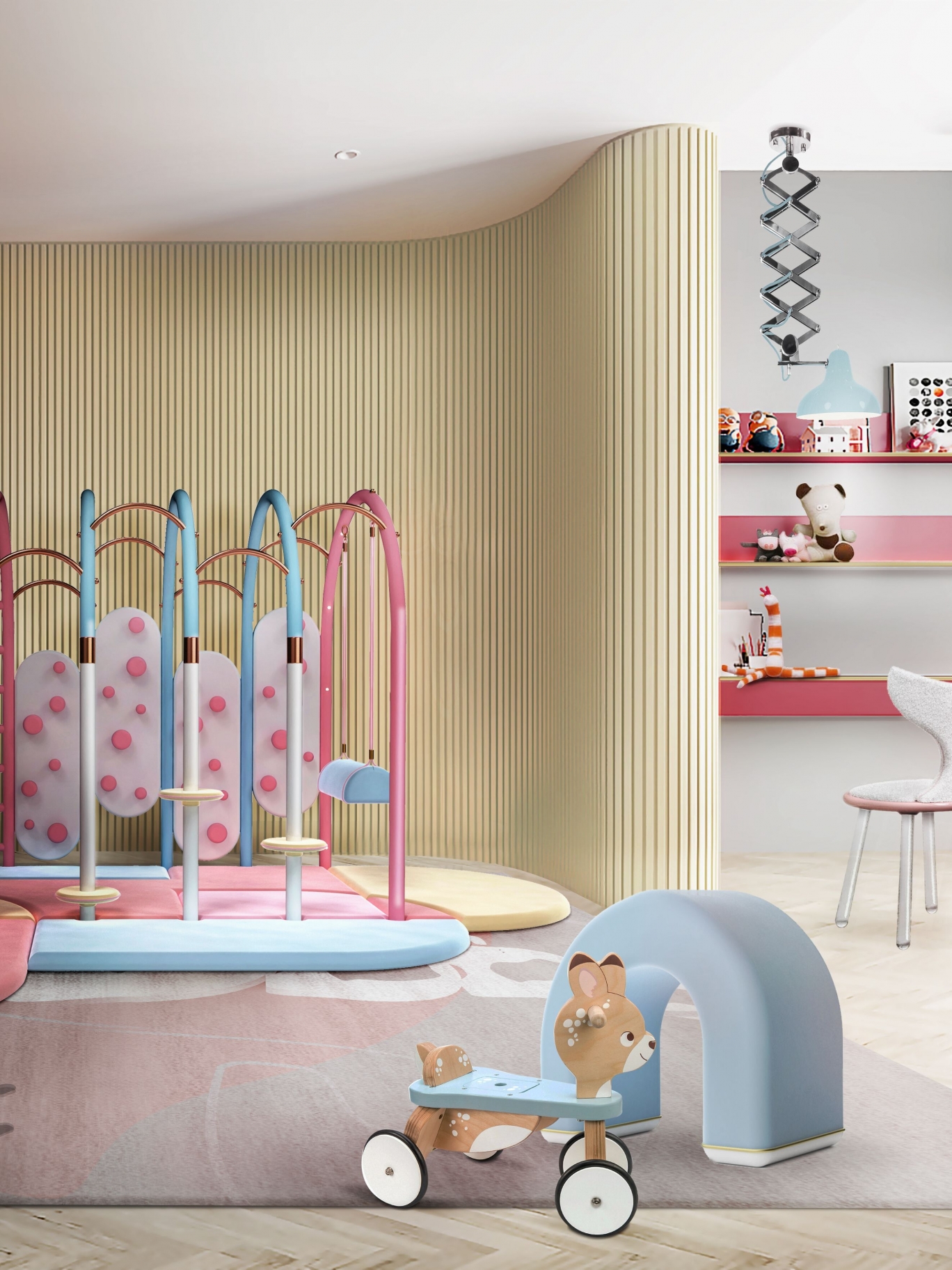 CLASSIC PLAYROOM DESIGN IN PINK SHADES WITH THE POWER ELEPHANT RUG ...