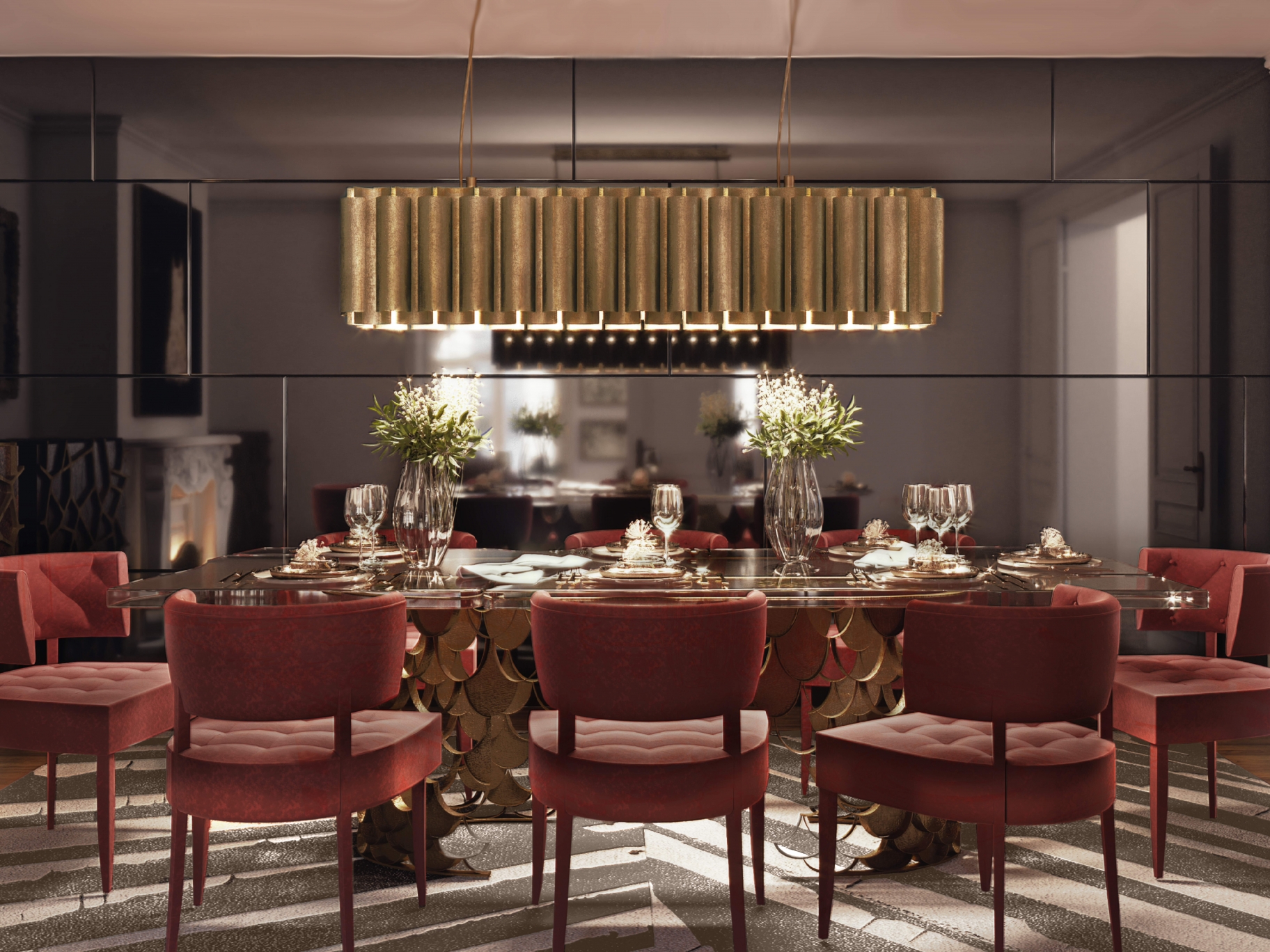 MODERN BOLD DINING ROOM WITH PALM RUG - ROOM BY ROOM - RUG'SOCIETY ...