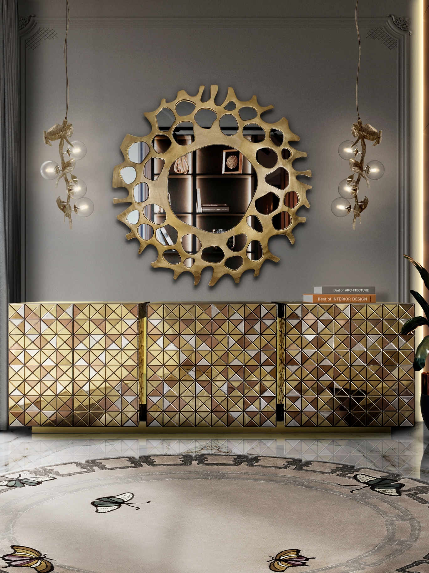 OPULENT HALLWAY DECOR WITH ROUND METAMORPHOSIS RUG - ROOM BY ROOM - RUG ...